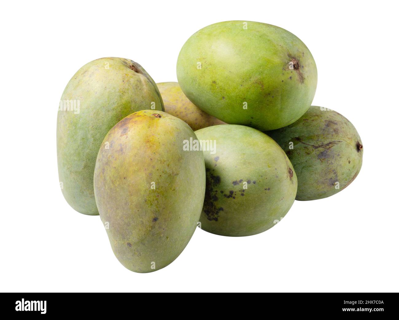 Close up of beautiful delicious green ripe mango isolated on white ...