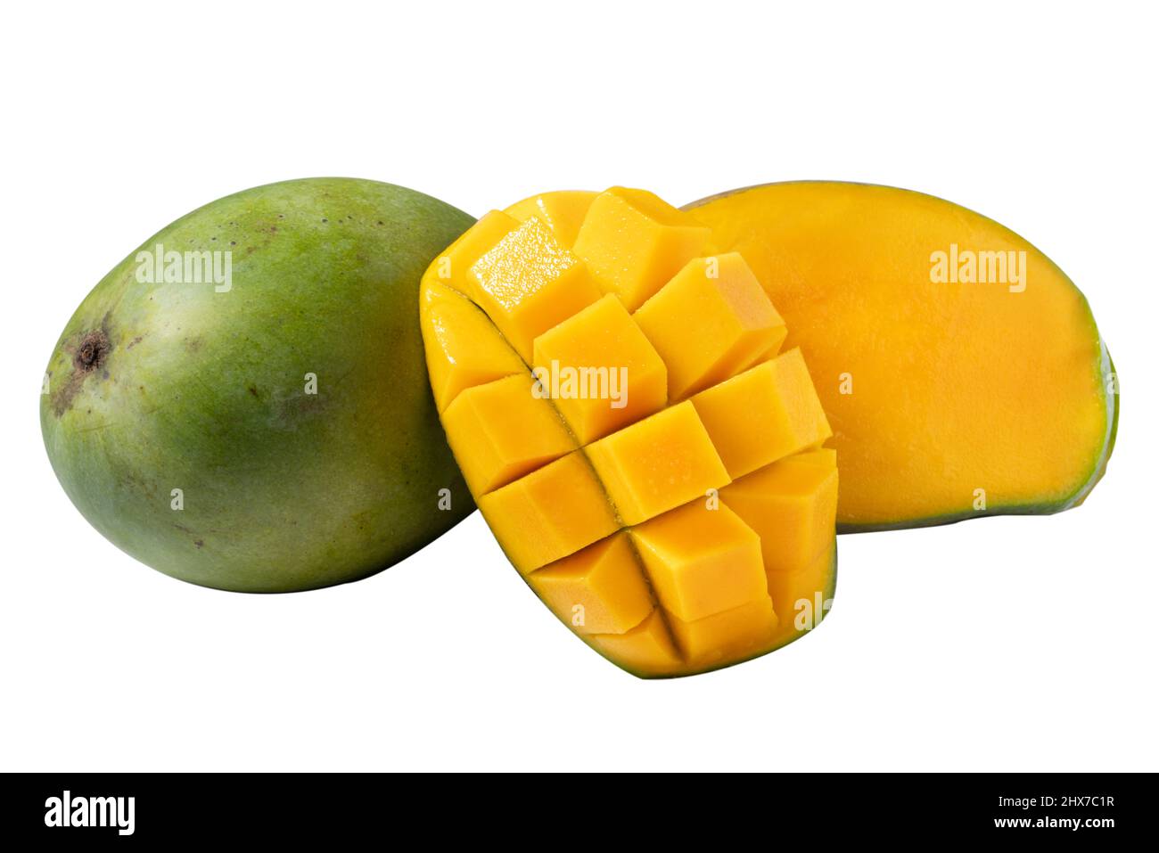 Close up of beautiful delicious green ripe mango isolated on white ...