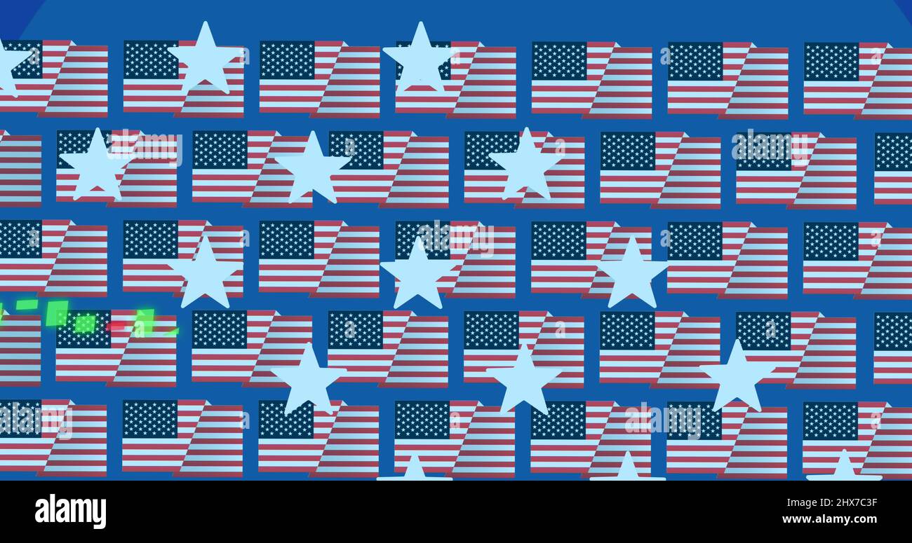 Image of statistics processing over flags of united states of america ...