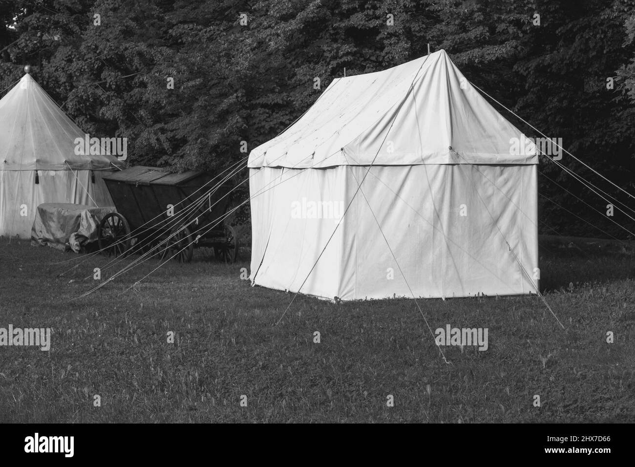 Black and white photo of the ward for soldiers to live in the field ...
