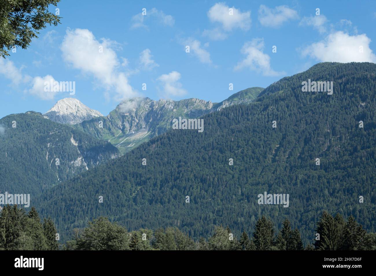 Cascade of beautiful mountains in the distance. Panoramic view of ...