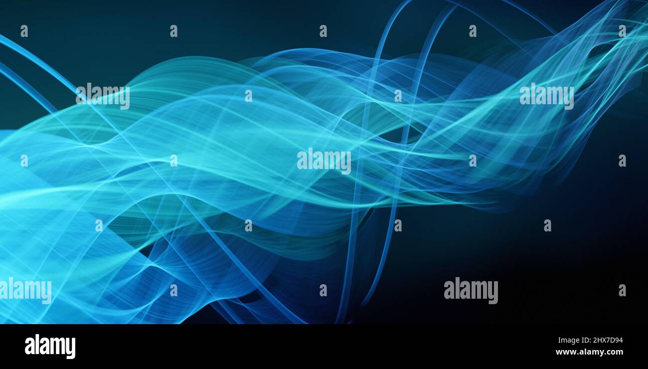 Technology Wave Glowing Lights Cyber Blue Colors Abstract Background ...