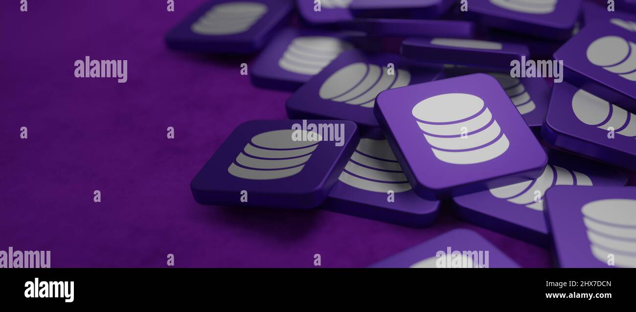 Stacks of server icon on tiles banner background Stock Photo - Alamy