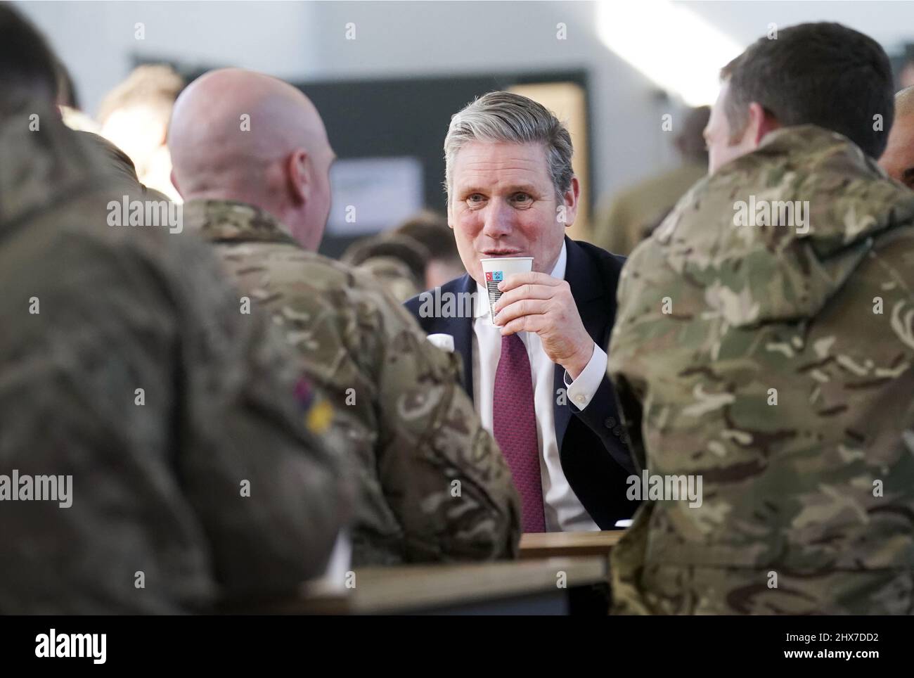 Labour leader Sir Keir Starmer meets troops during a visit to Tapa ...