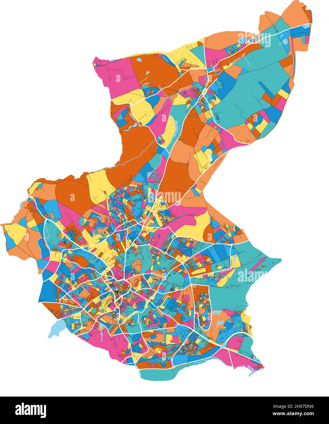 Mansfield, East Midlands, England colorful high resolution vector art ...
