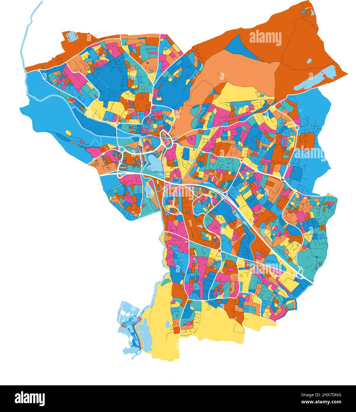 Tamworth, West Midlands, England colorful high resolution vector art ...