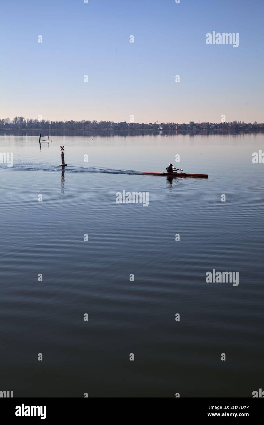 Child canoe pond not toy hi-res stock photography and images - Alamy