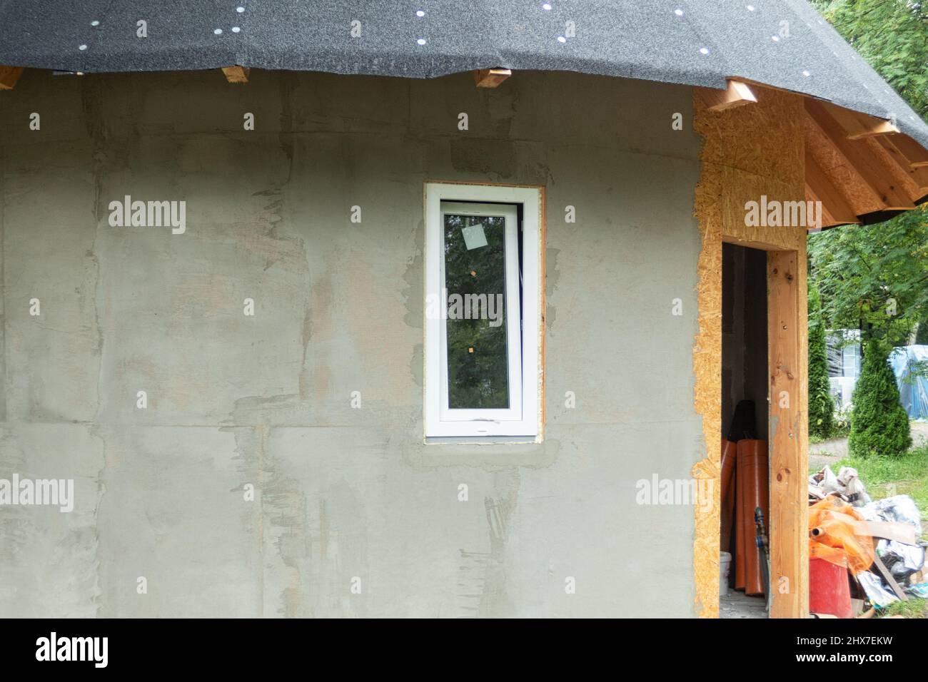White metal-plastic window in a new building. Window installation ...