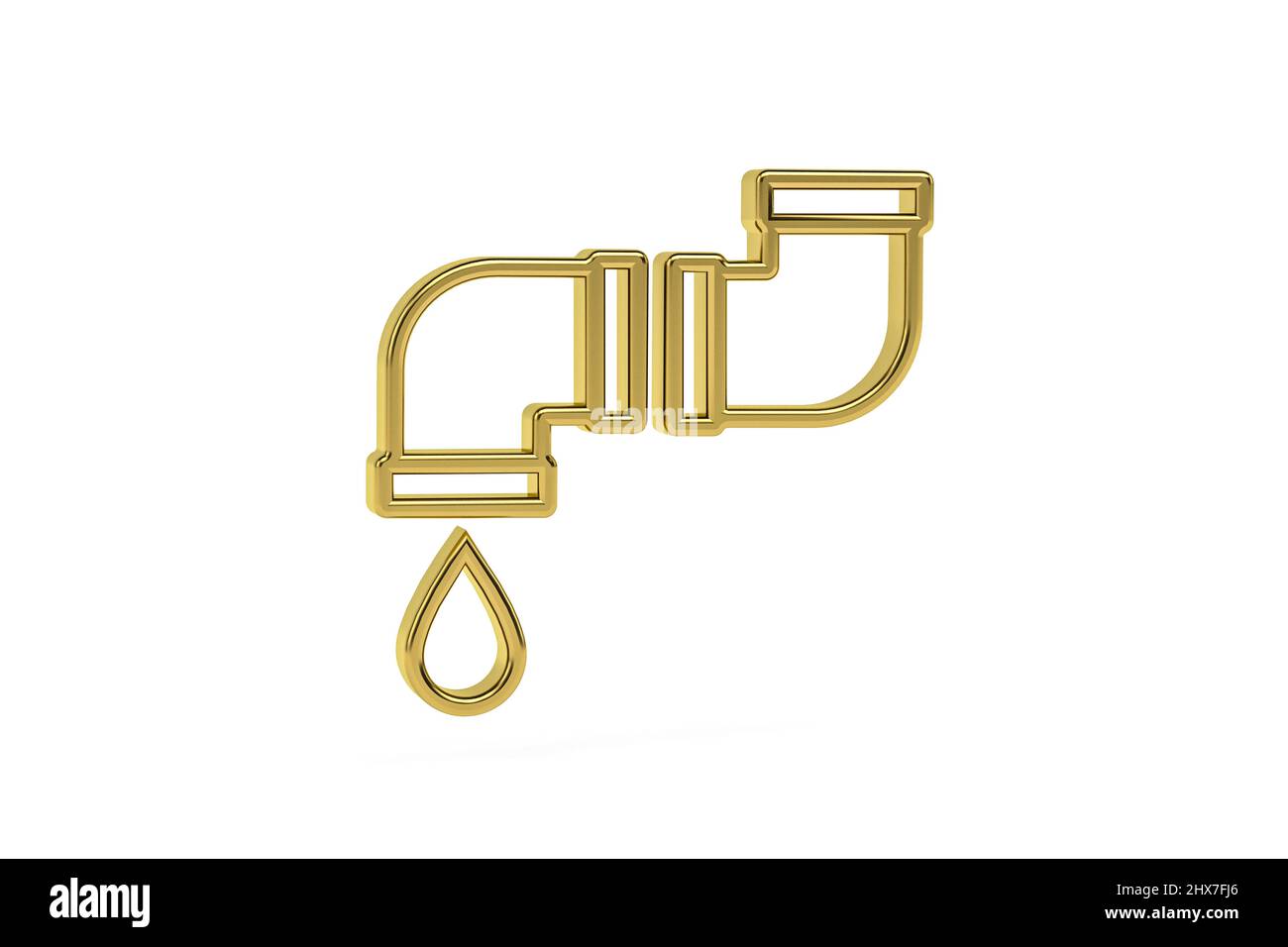 Golden 3d pipeline icon isolated on white background - 3d render Stock ...