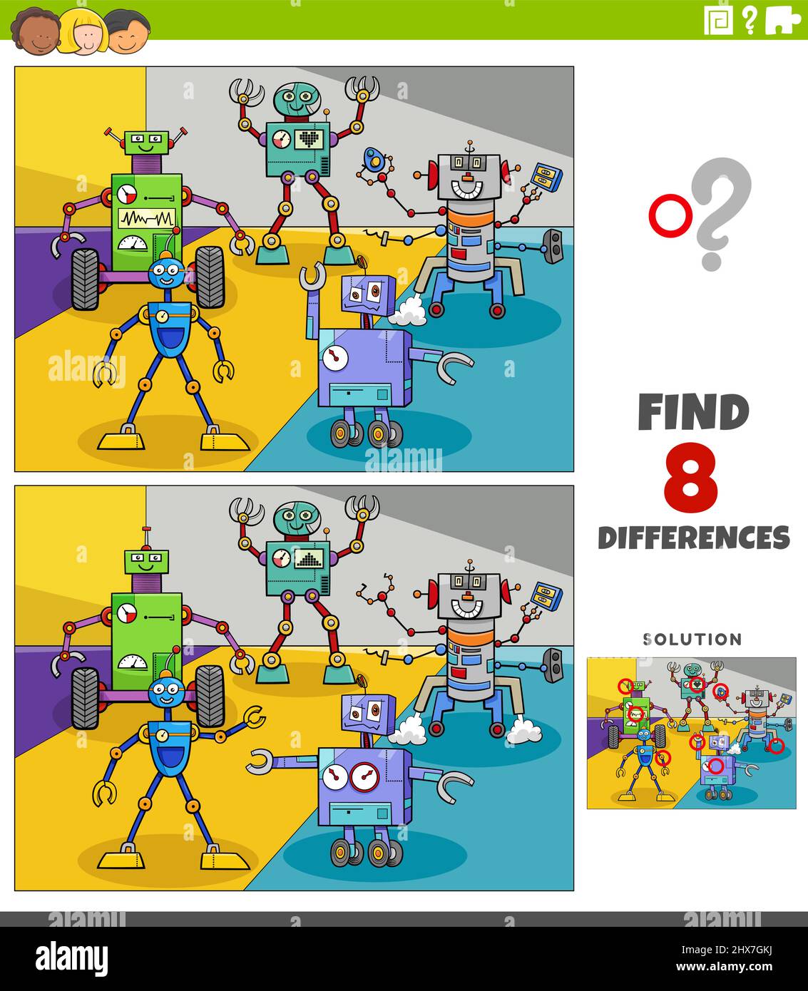 Cartoon illustration of finding the differences between pictures ...