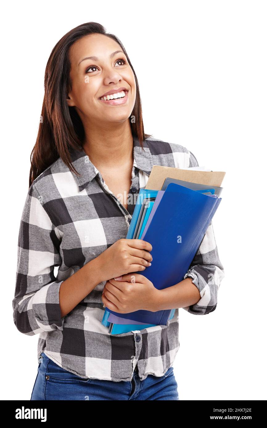 Shes aiming high for her future. Shot of an attractive young student ...