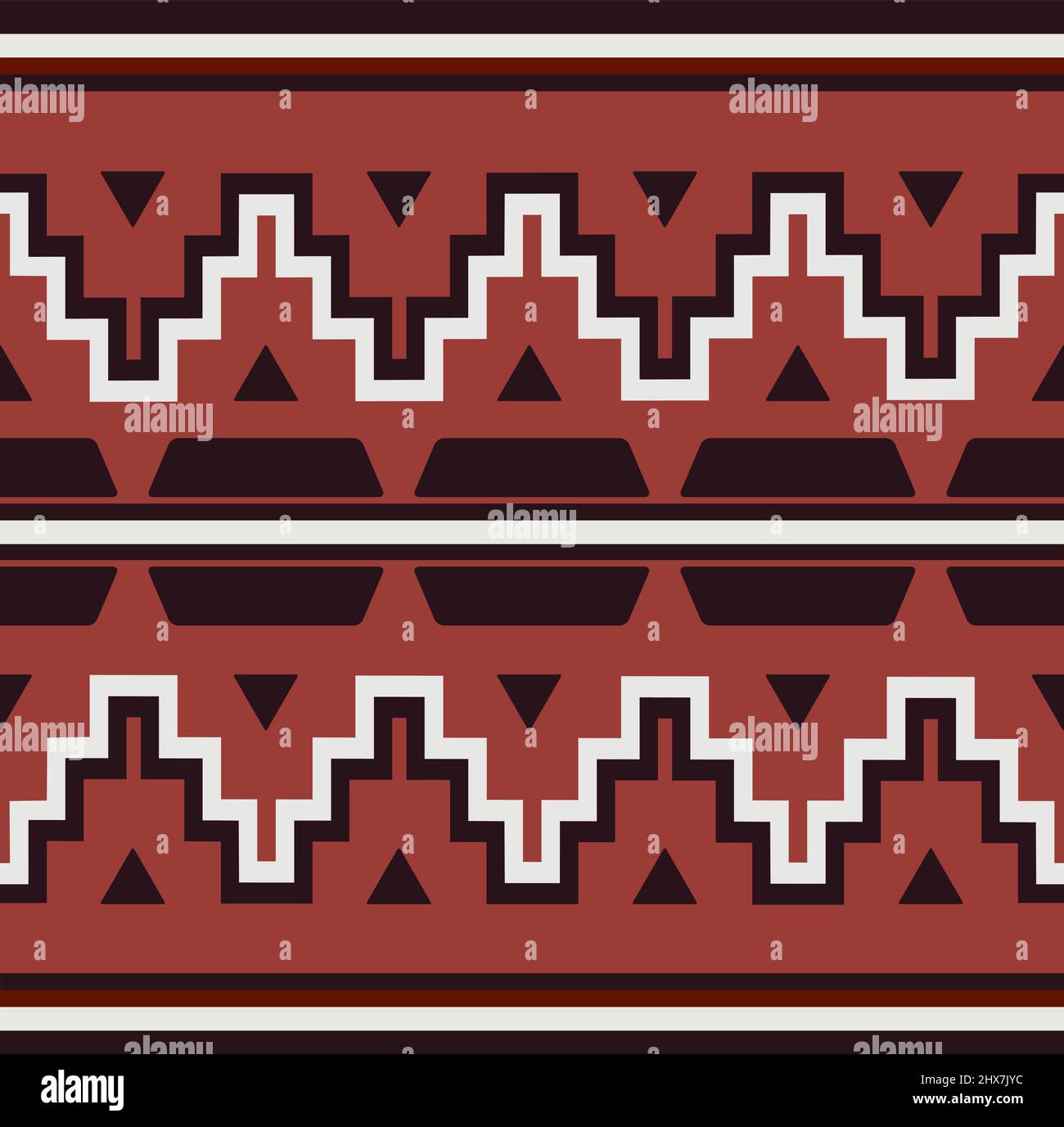 Navajo style seamless pattern, made in vector. Red orange, brown, white ...