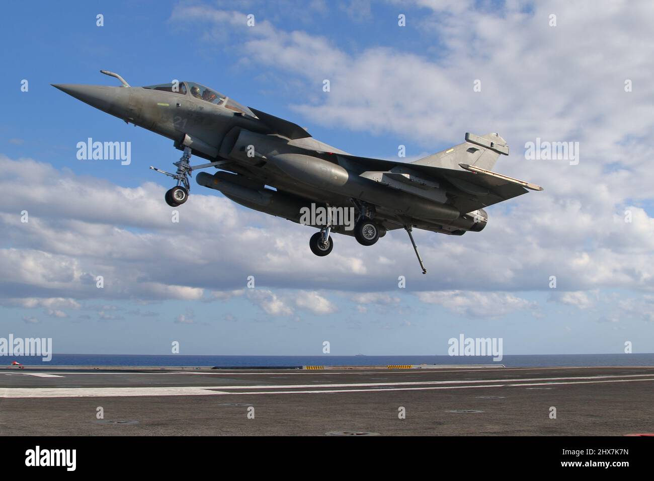 Rafale aircraft on the deck of an aircraft carrier, French Navy, FS ...