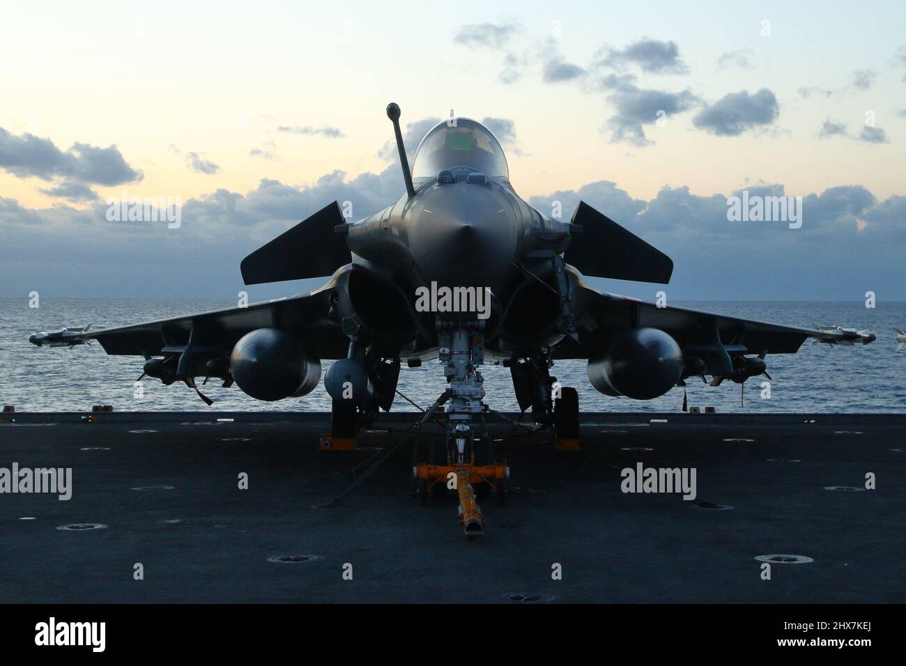 Rafale aircraft on the deck of an aircraft carrier, French Navy, FS ...