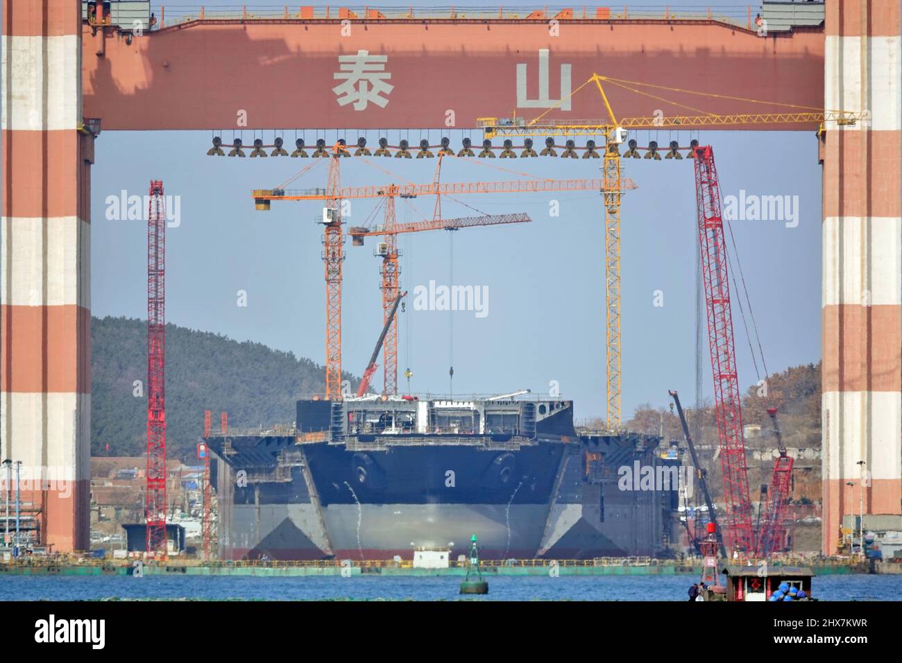 YANTAI, CHINA - MARCH 10, 2022 - A super large special ship is under ...