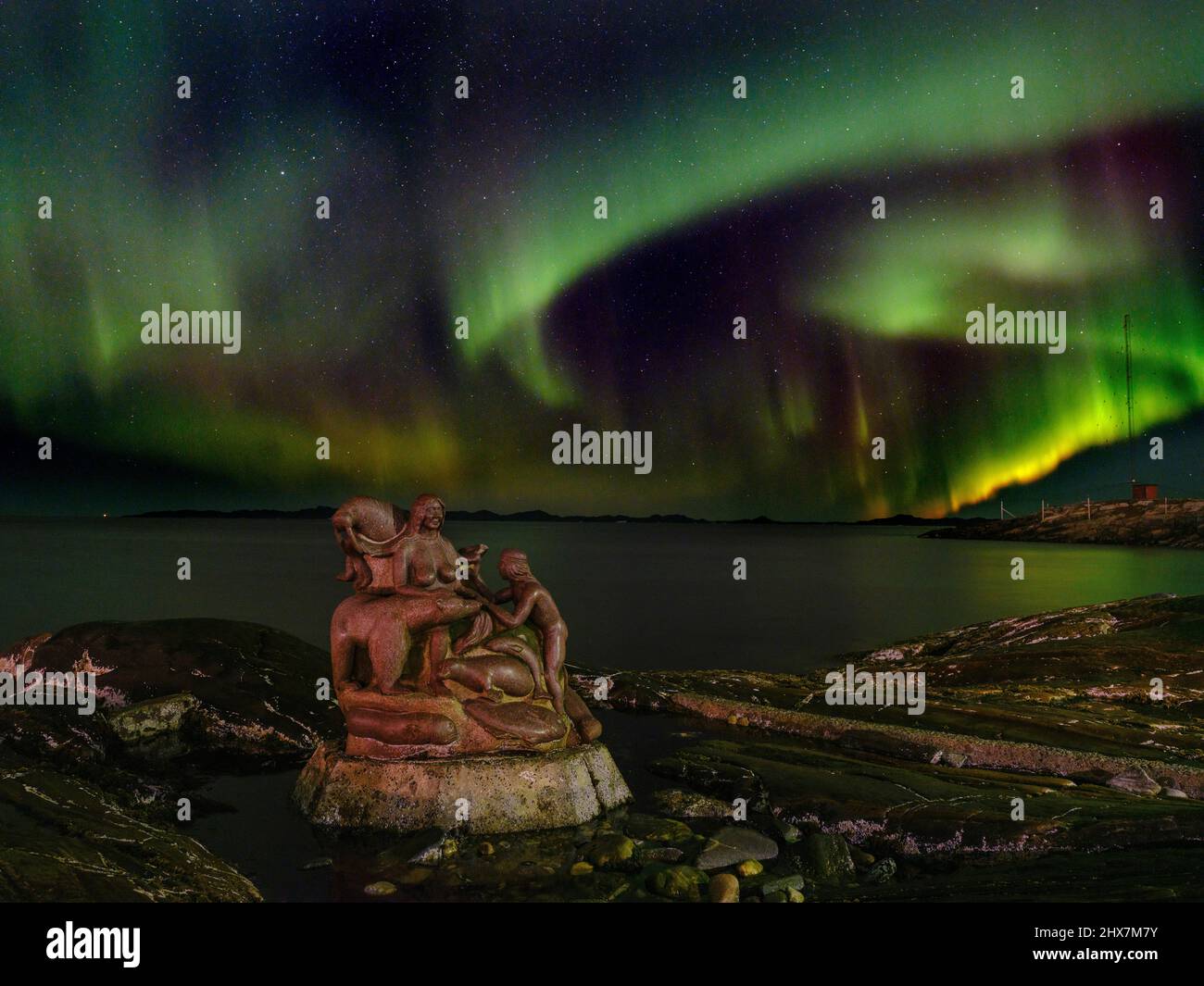 Northern lights over the Mother of the sea, Sassuma Arnaa - a legendary ...