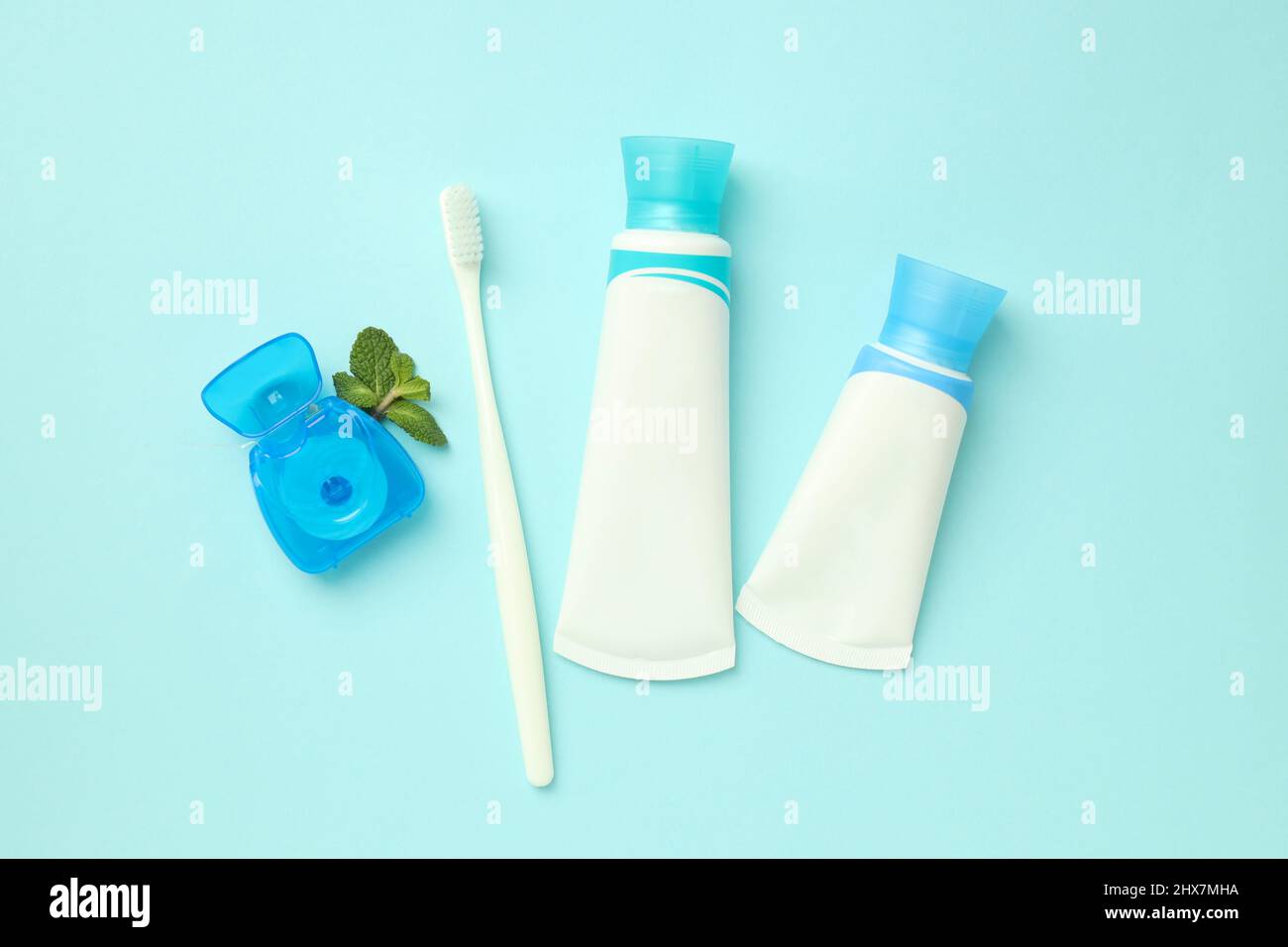 Concept of tooth or oral care, top view Stock Photo - Alamy