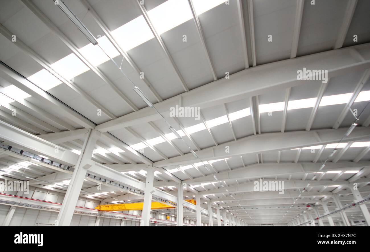 empty and modern factory interior view Stock Photo - Alamy