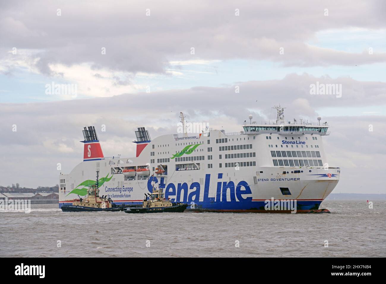 STENA LINE vessel STENA ADVENTURER in the River Mersey at Liverpool in ...