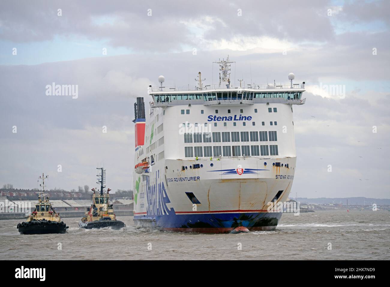 STENA LINE vessel STENA ADVENTURER in the River Mersey at Liverpool in ...