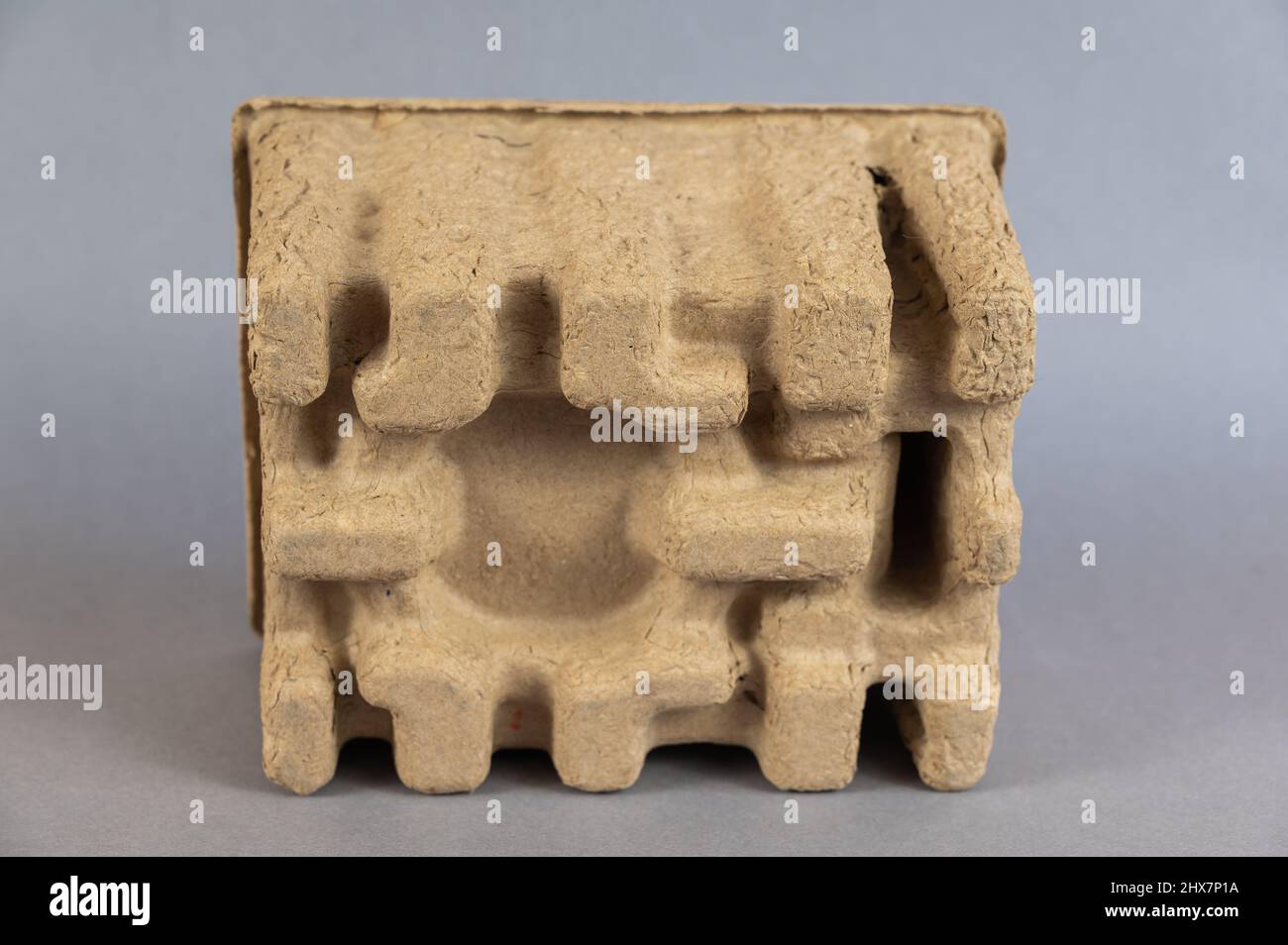 Empty brown container of pressed cardboard. Sealer or recycling tray ...