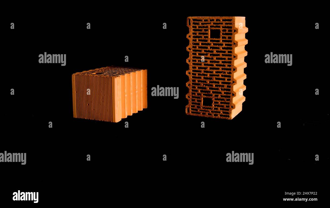 New bricks moving slowly isolated on black background. Stock footage ...