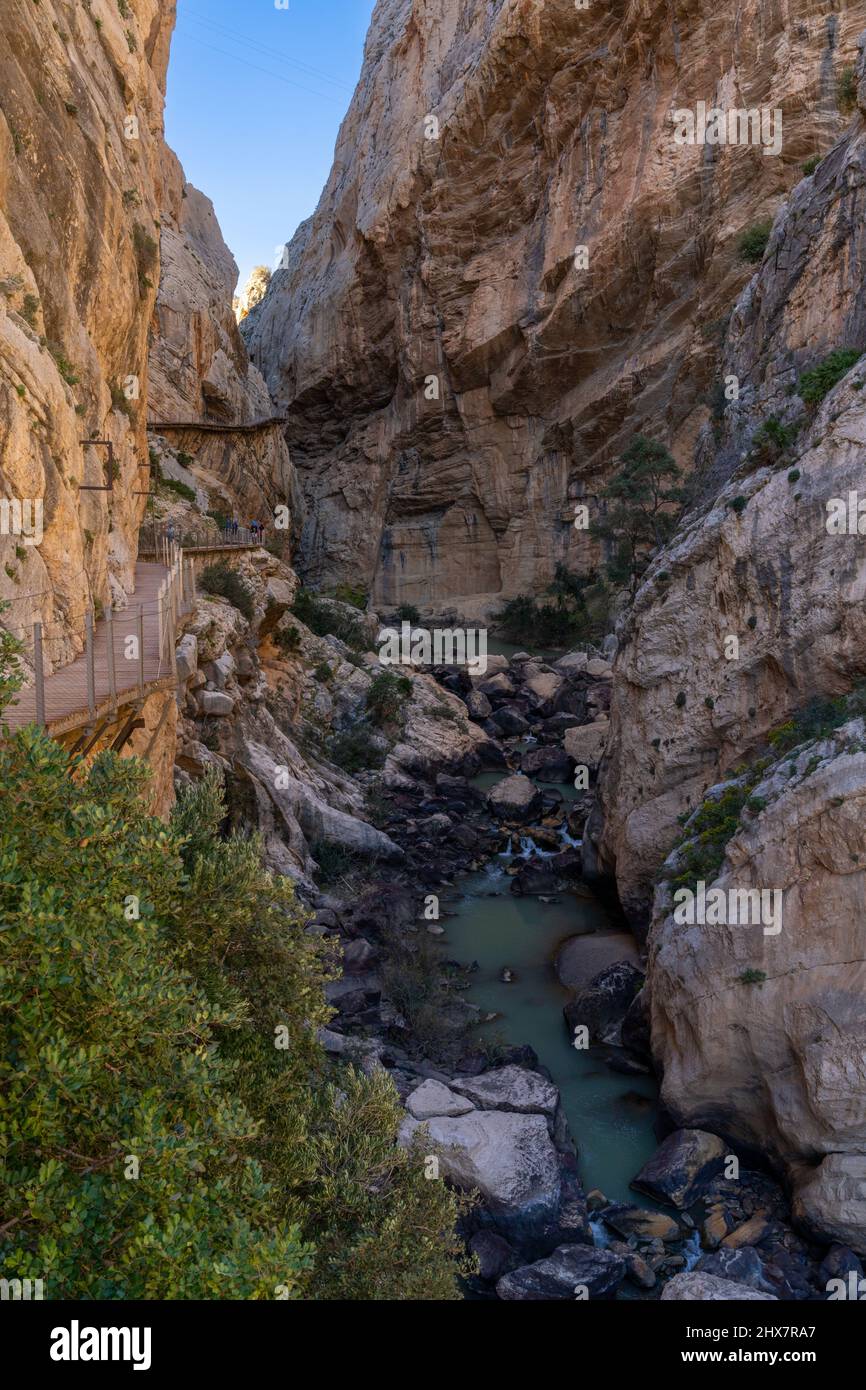 A view of the famous and historic Camino del Rey in southern Spain near ...