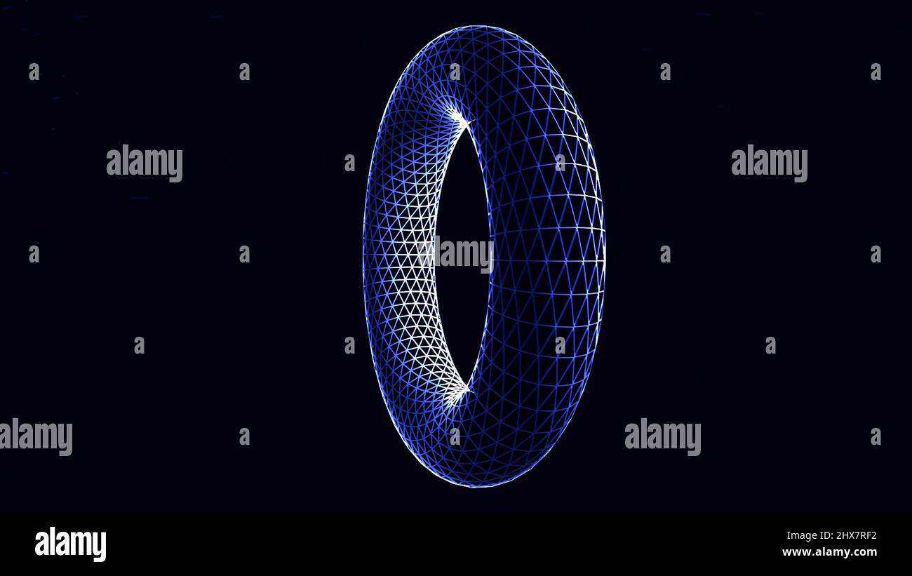 Abstract, blue and white, circle shape geometrical figure rotating on ...