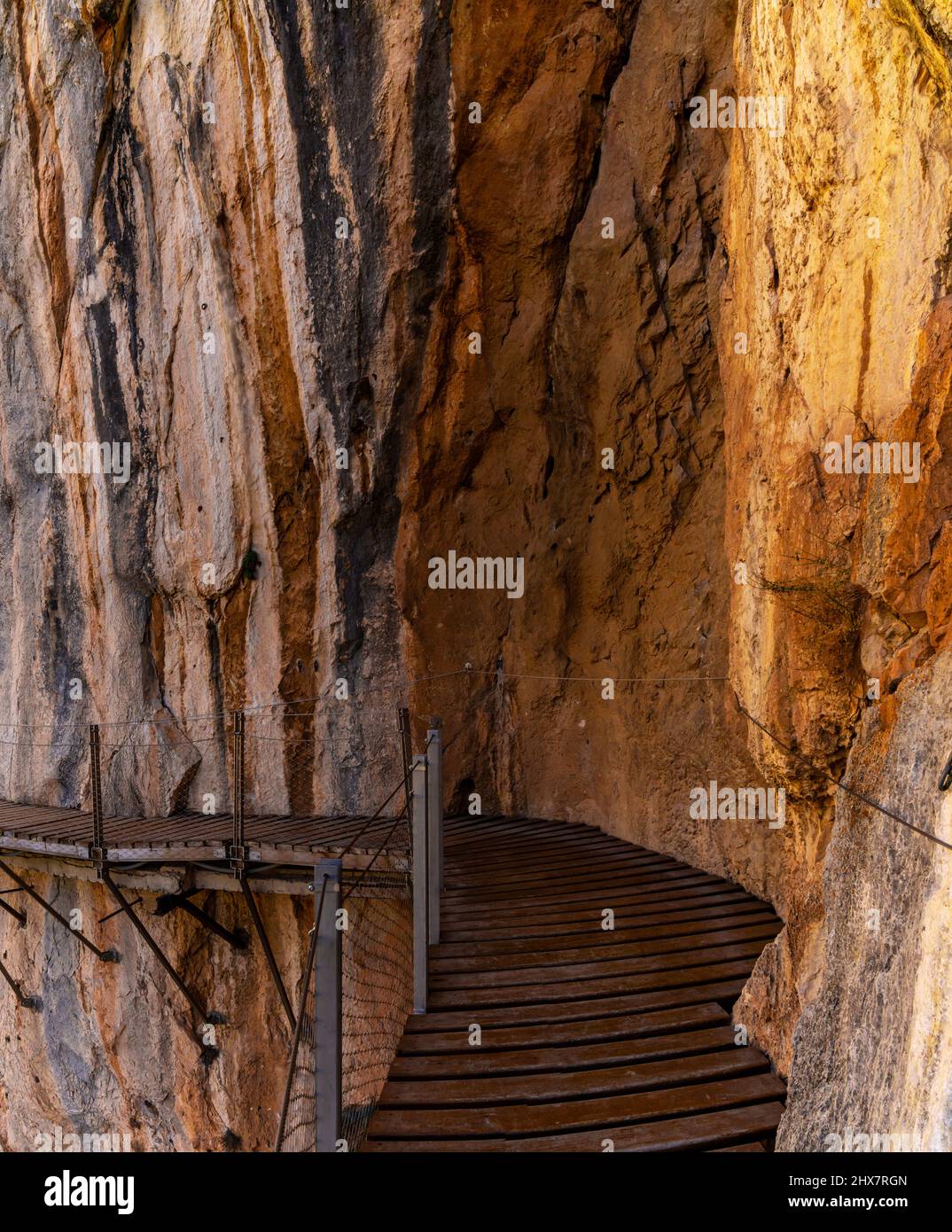 A view of the famous and historic Camino del Rey in southern Spain near ...