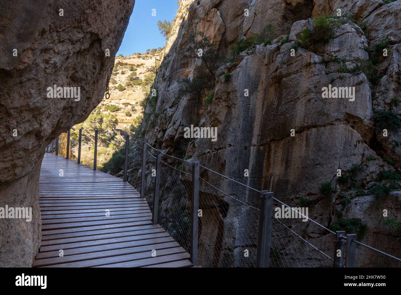 A view of the famous and historic Camino del Rey in southern Spain near ...