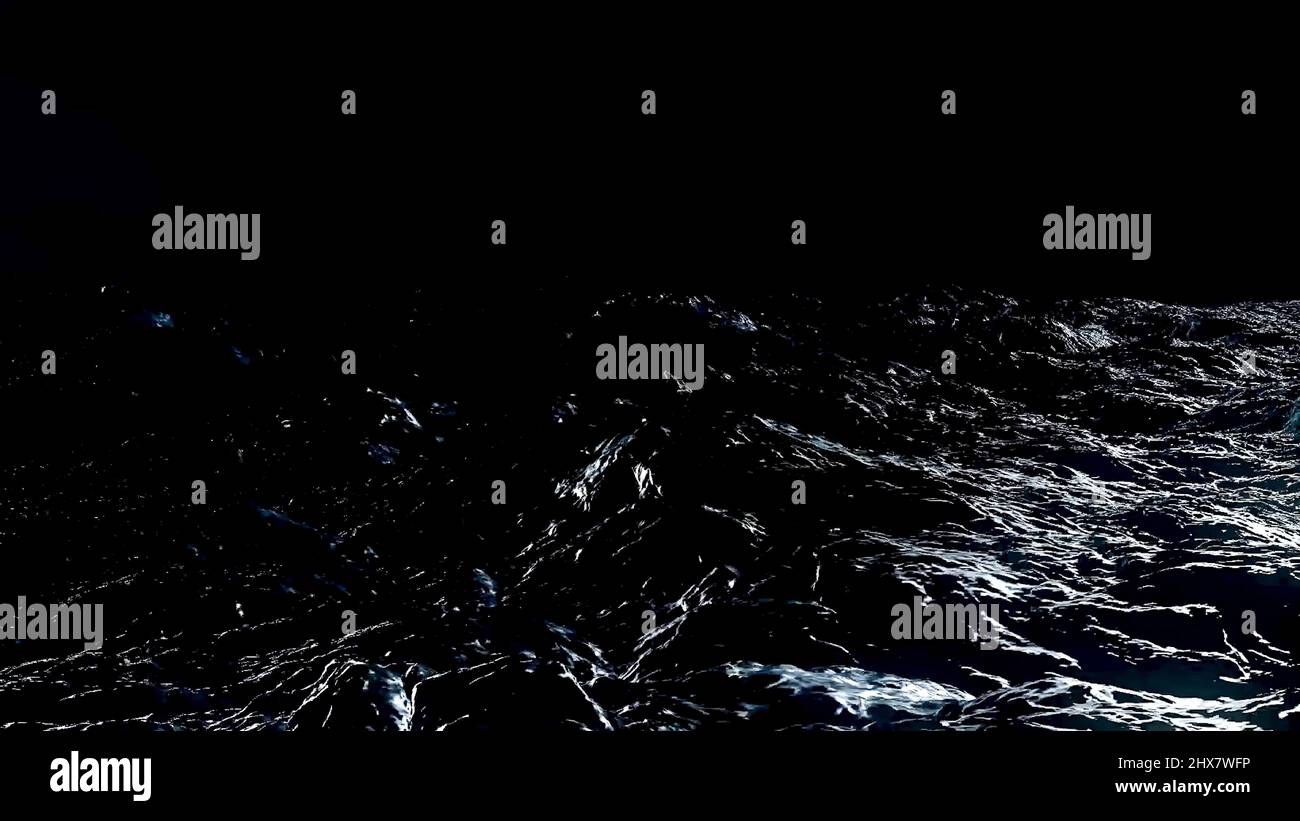 Animation of sea Waves at night. Landscape of world on sea or ocean ...