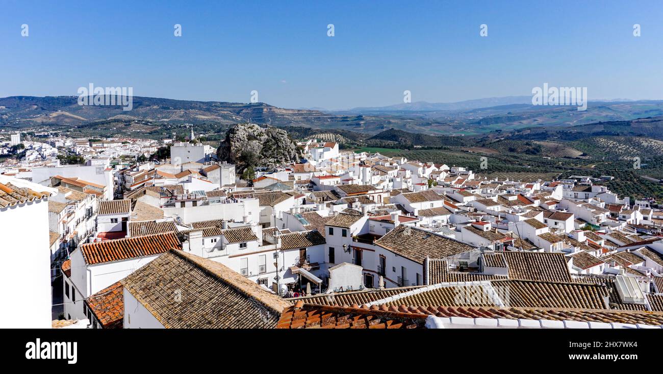 View of the rooftops and whitewashed houses of the old city center of ...