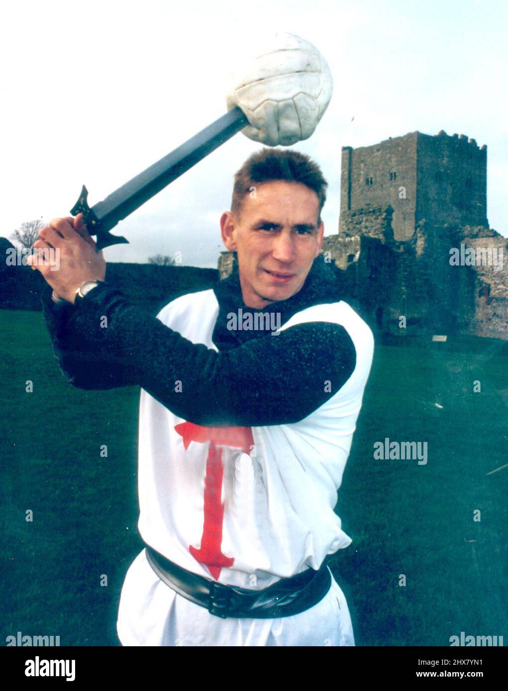 PORTSMOUTH GOALKEEPER ALAN KNIGHT AT PORTCHESTER CASTLE Stock Photo - Alamy