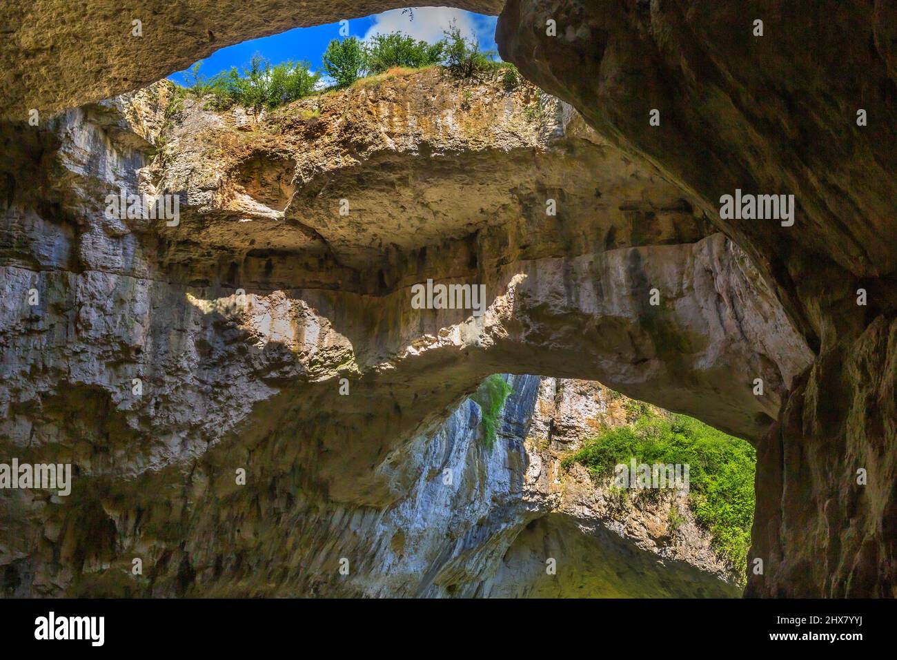 Panoramic view inside the Devetashka Cave near Devetaki village and ...