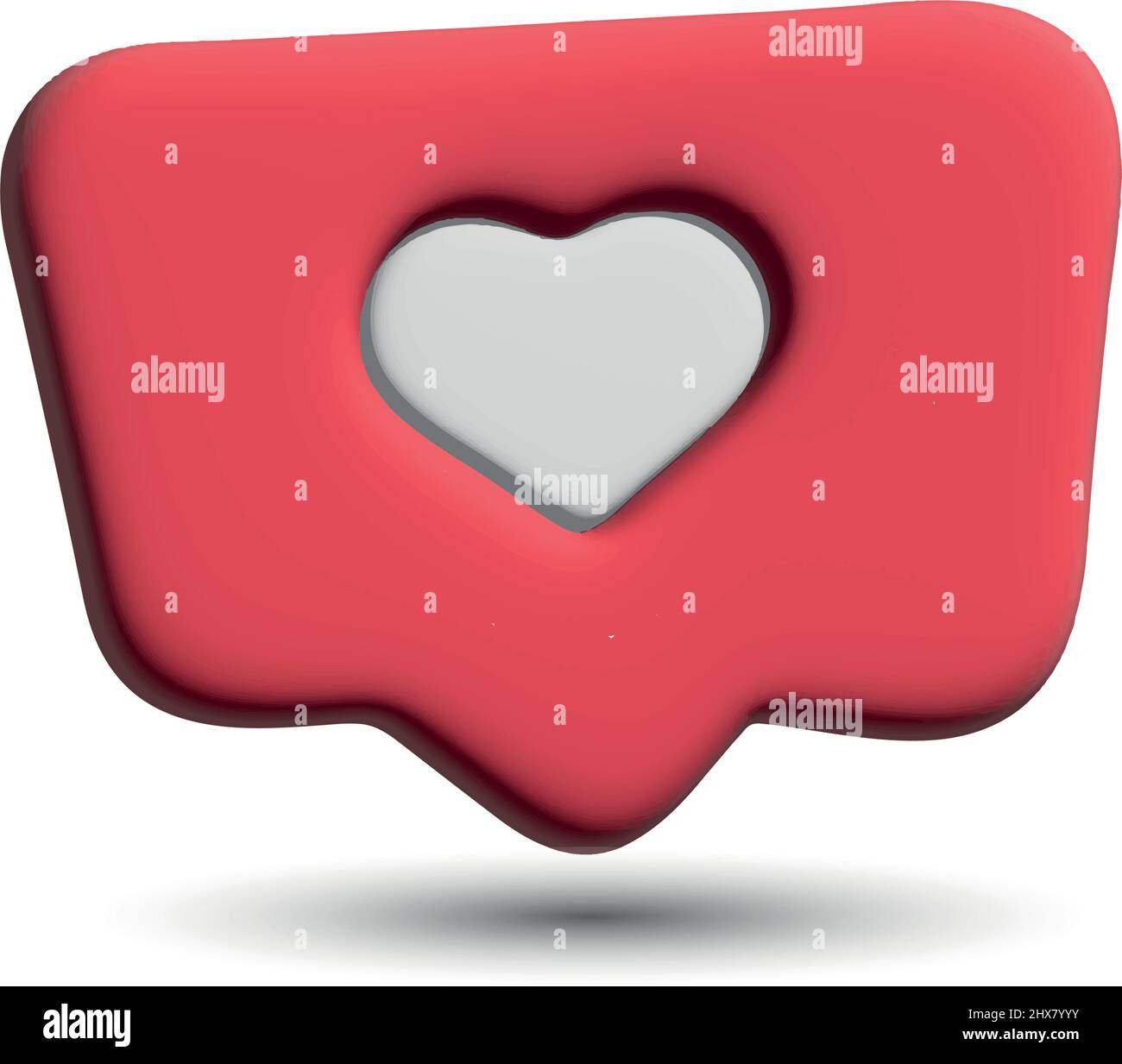 3D social media notification icon with heart symbol like icon vector ...