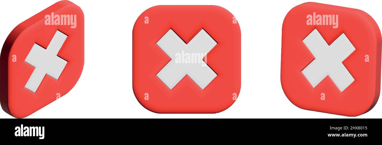 Set of red cross mark symbols icon element. Symbol No or X shape button ...