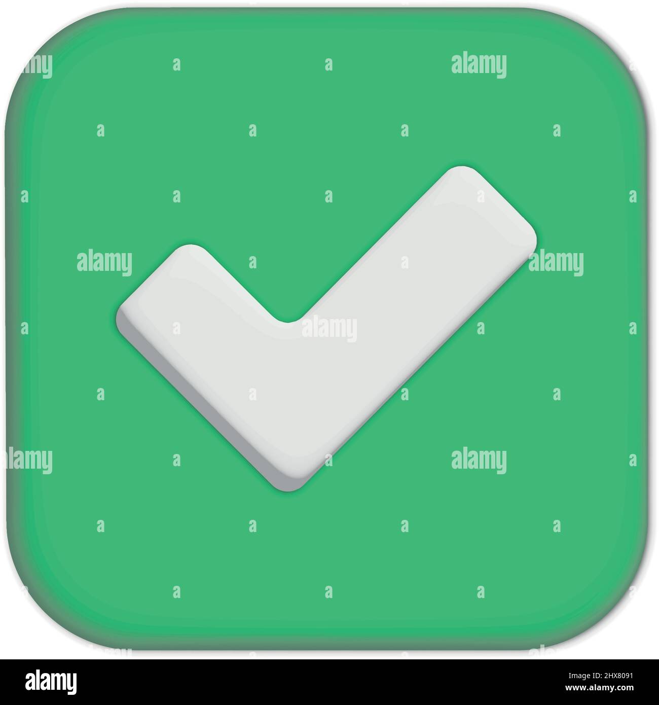 Check mark icon isolated over lime green background. 3d eps 10 Stock ...