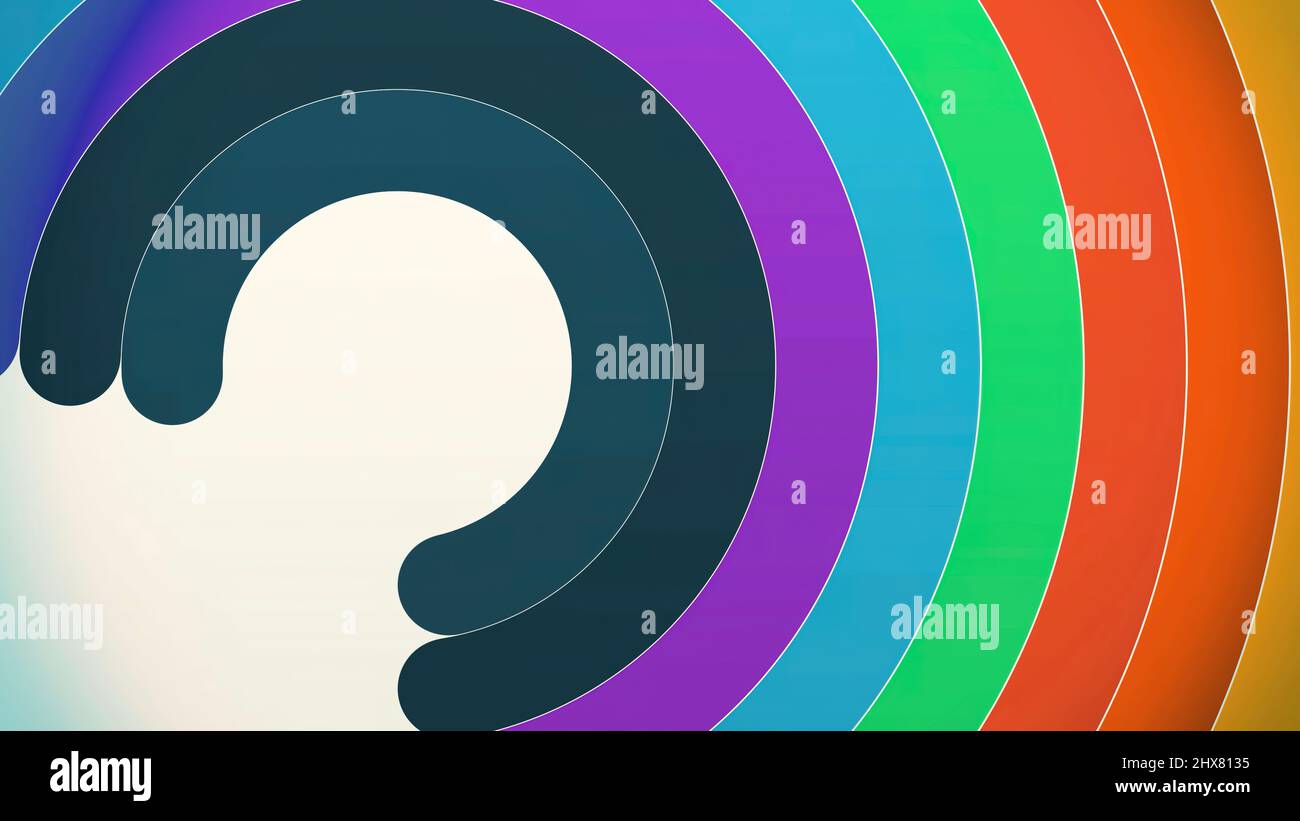 Swirling colorful lines in circle on white background. Rainbow and ...