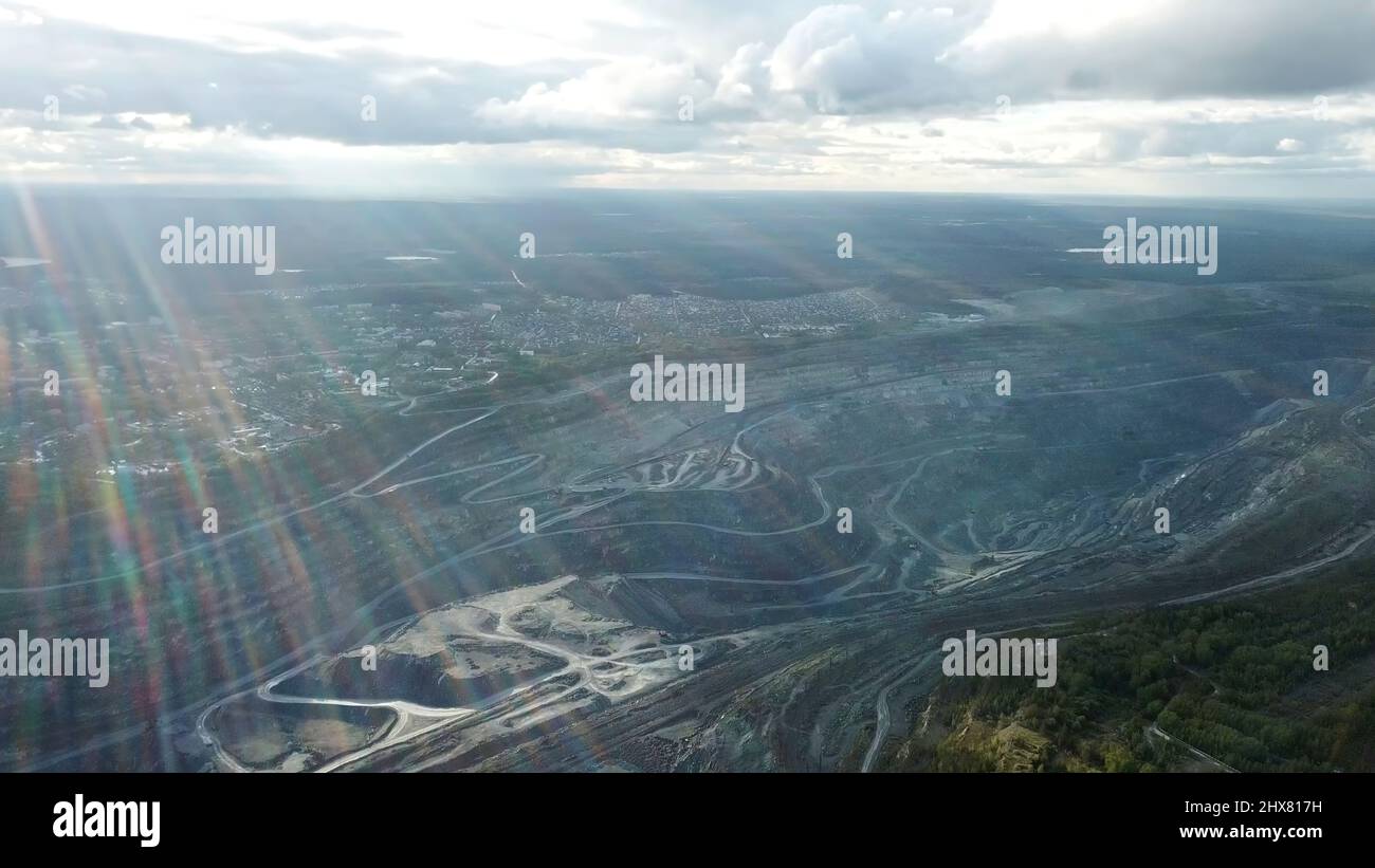Aerial view over excavator working hi-res stock photography and images ...