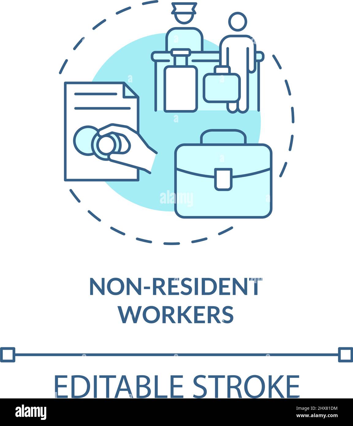 Non-resident workers turquoise concept icon Stock Vector Image & Art ...