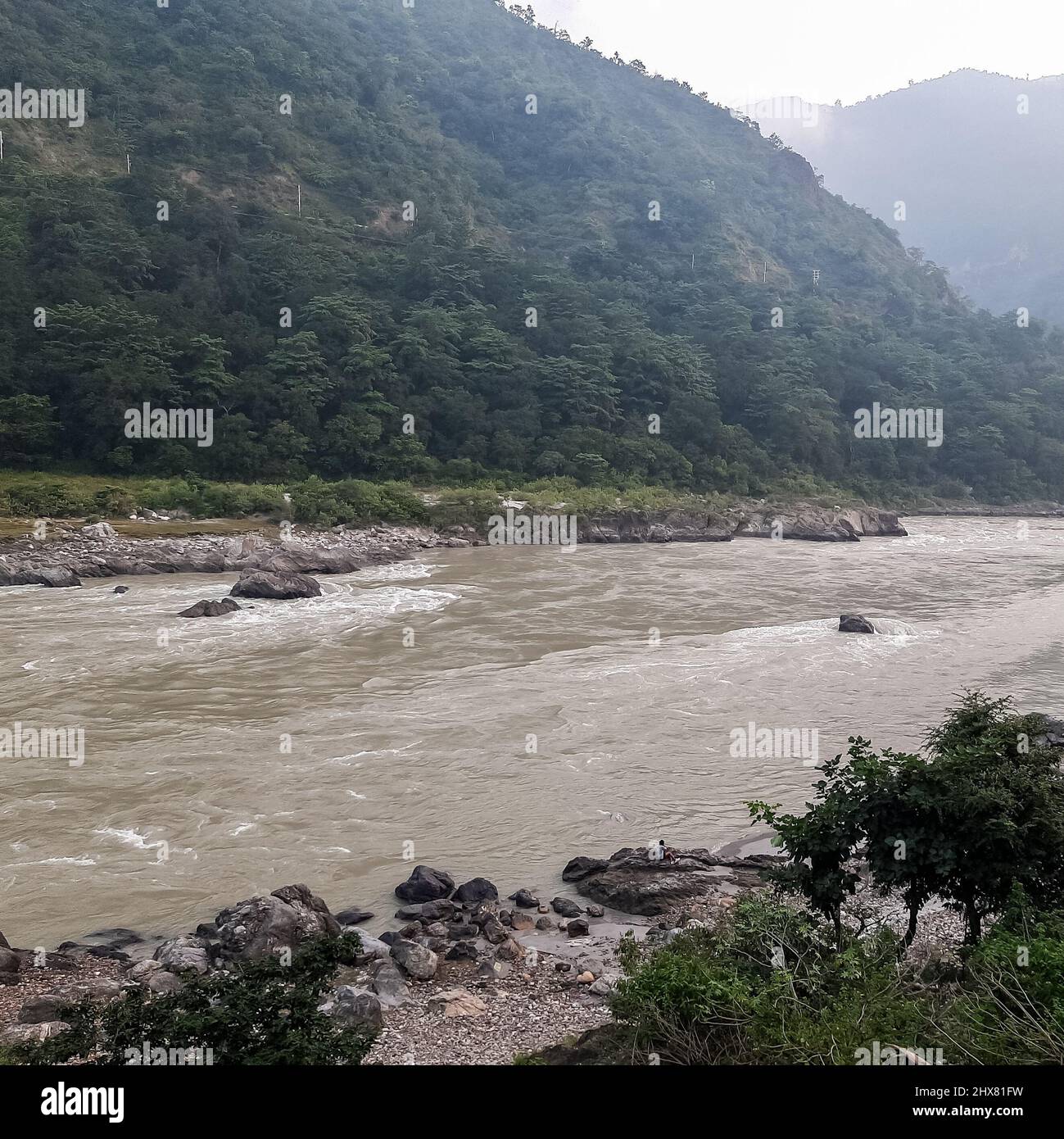 Morning view at GOA beach located in Rishikesh Uttarakhand near Laxman ...