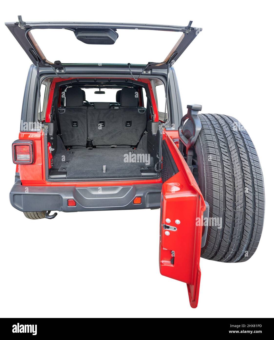 Red car with open clean boot isolated on white studio background Stock ...