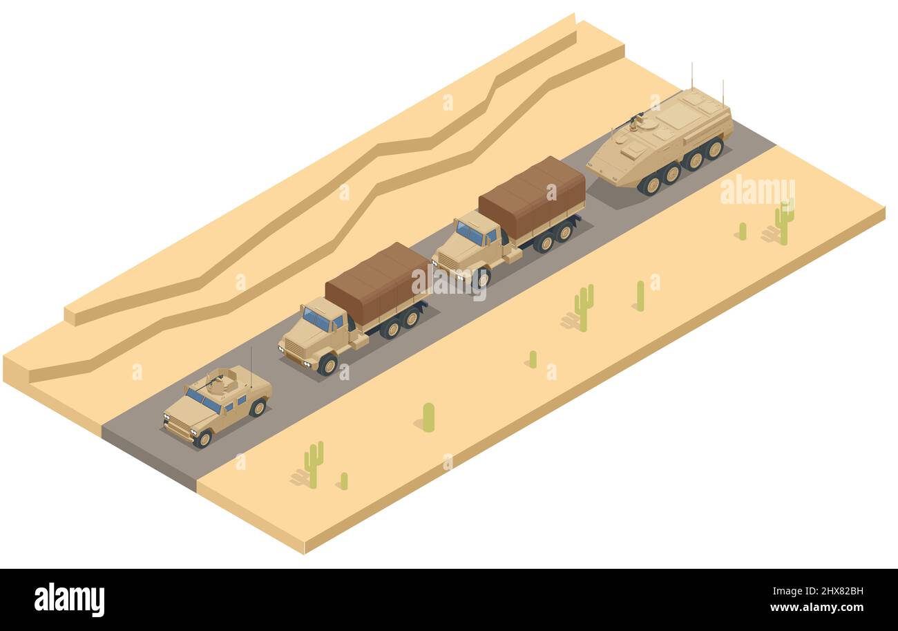 Column of military vehicles Cut Out Stock Images & Pictures - Alamy