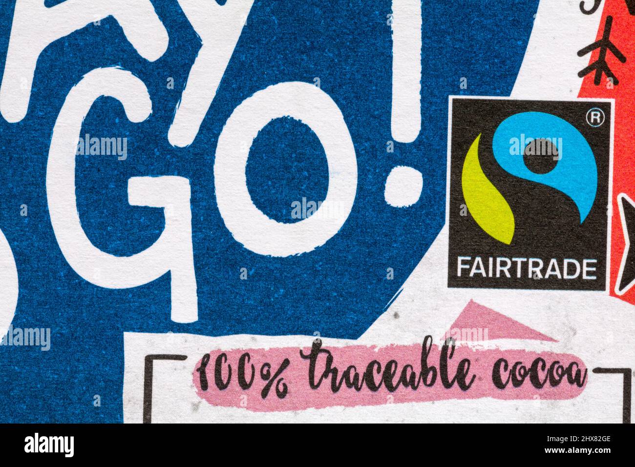 Fairtrade Logo Fairtrade symbol on Way To Go dark chocolate bar Fin ...