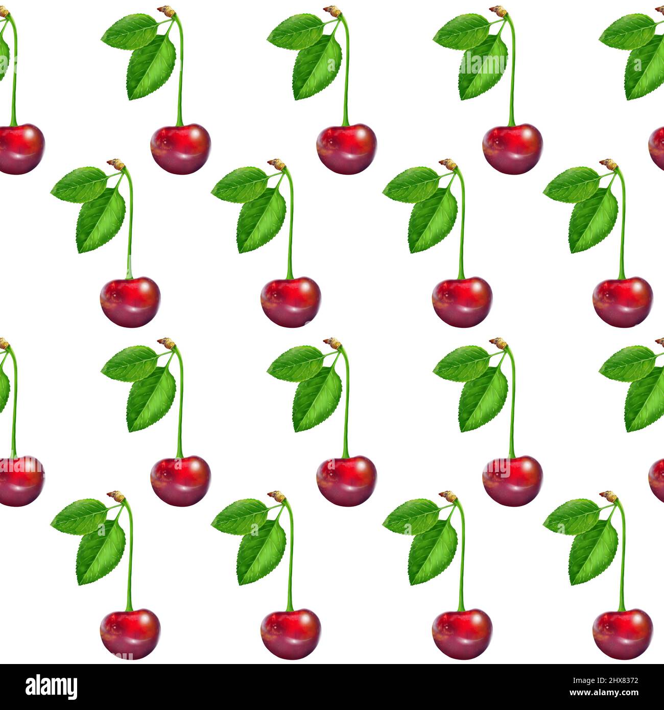 Illustration realism seamless pattern berry vinous cherry with green ...