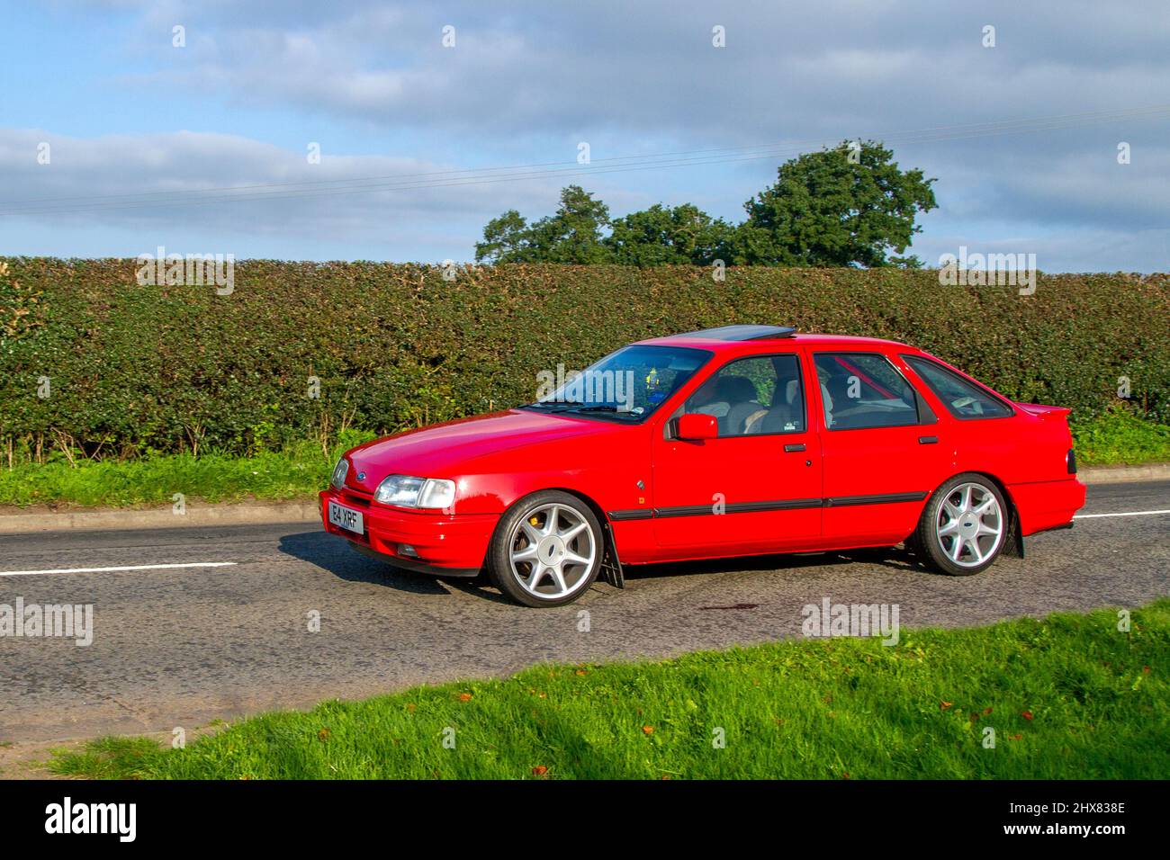 1987 80s red Ford Sierra XR 4x4 2792cc petrol 4dr saloon en-route to ...