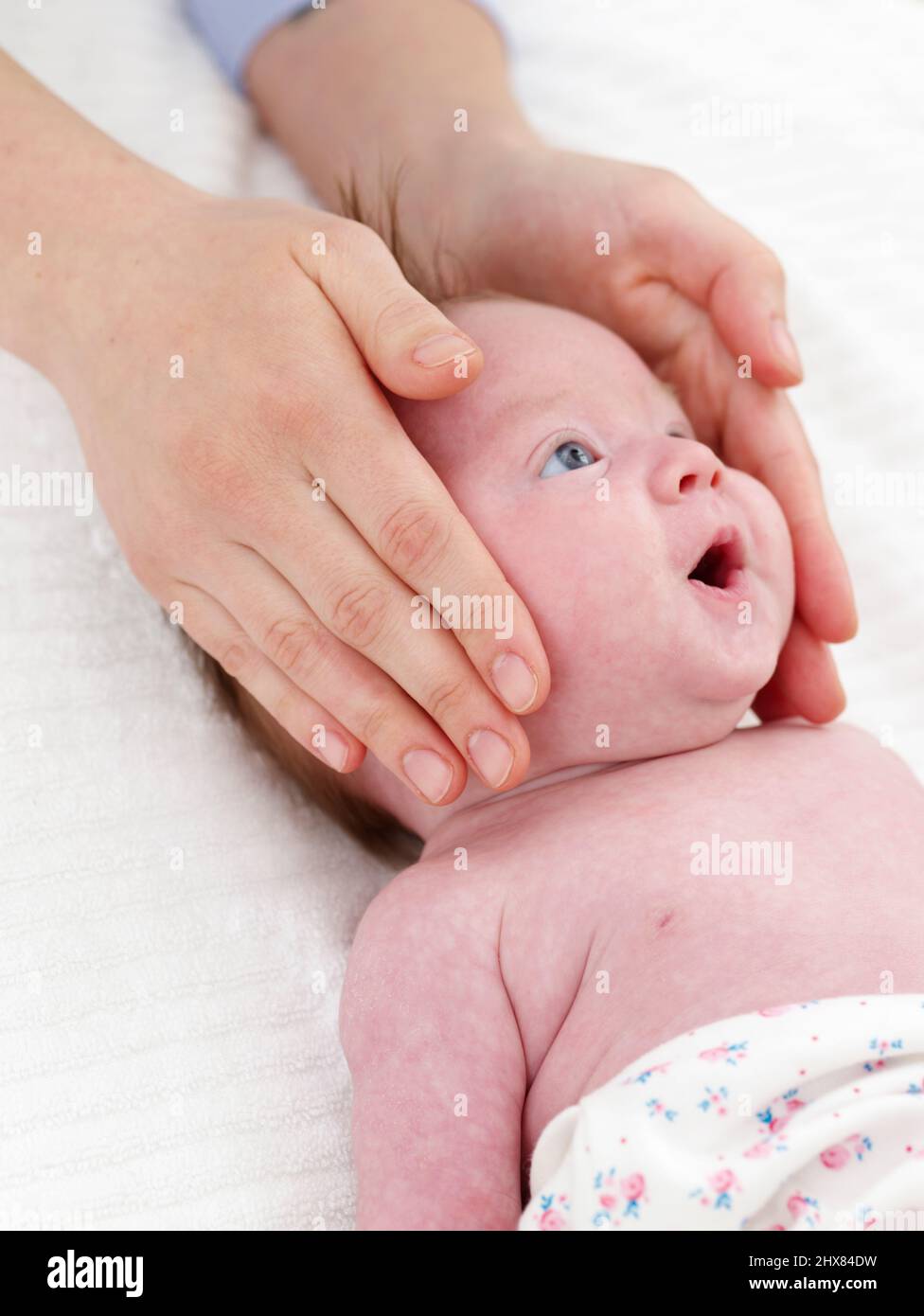 Adult hand baby head hi-res stock photography and images - Alamy