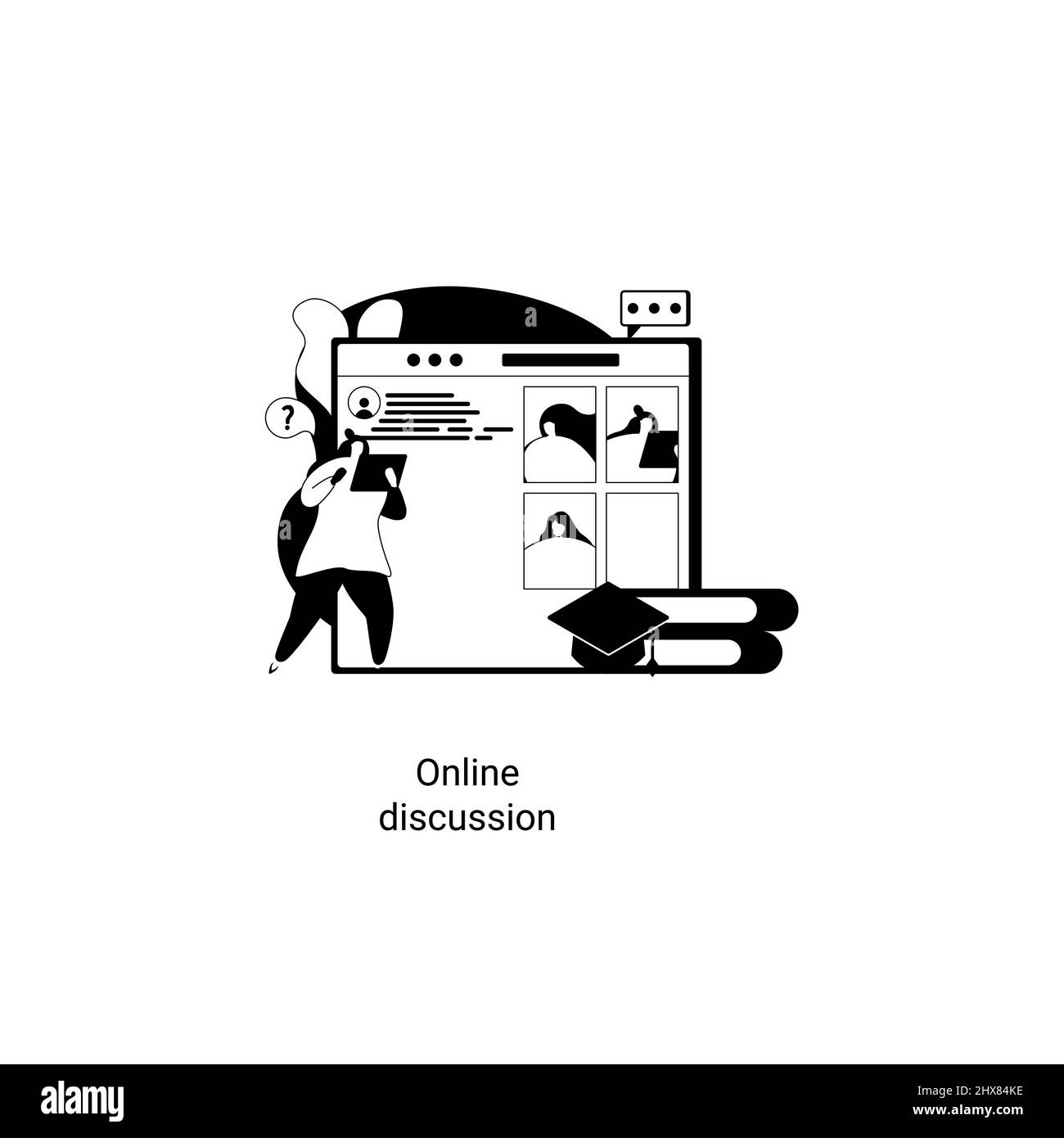 Distance learning virtual communication isolated cartoon vector ...