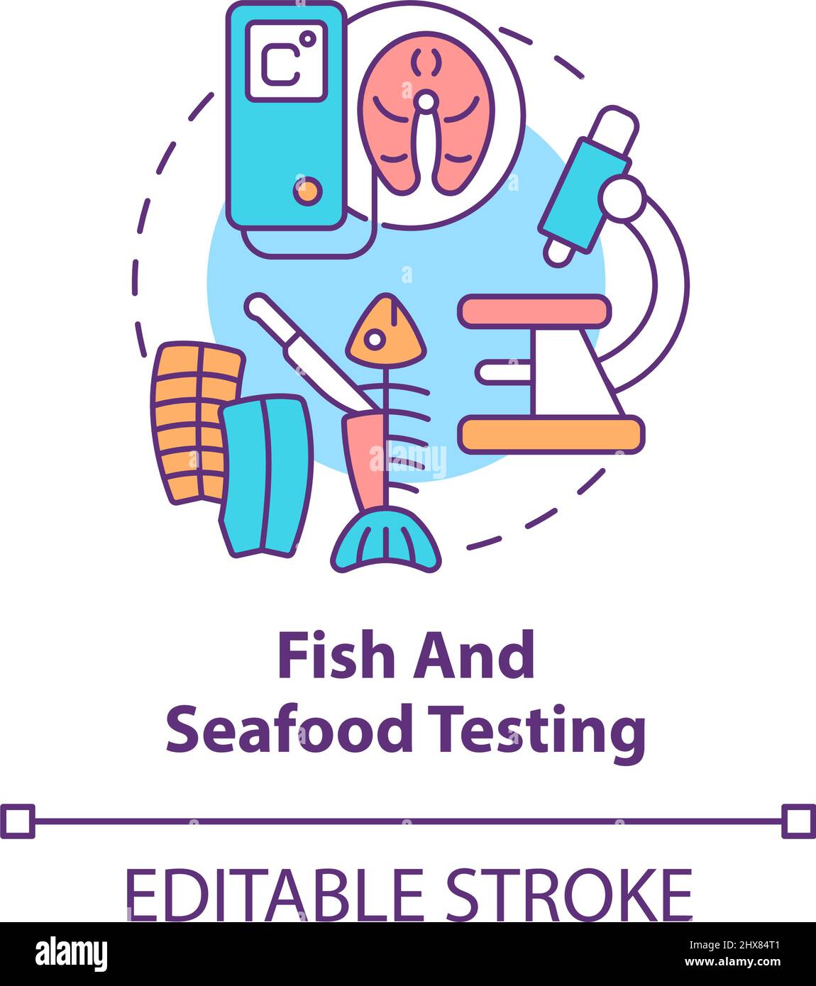 Fish and seafood testing concept icon Stock Vector Image & Art - Alamy