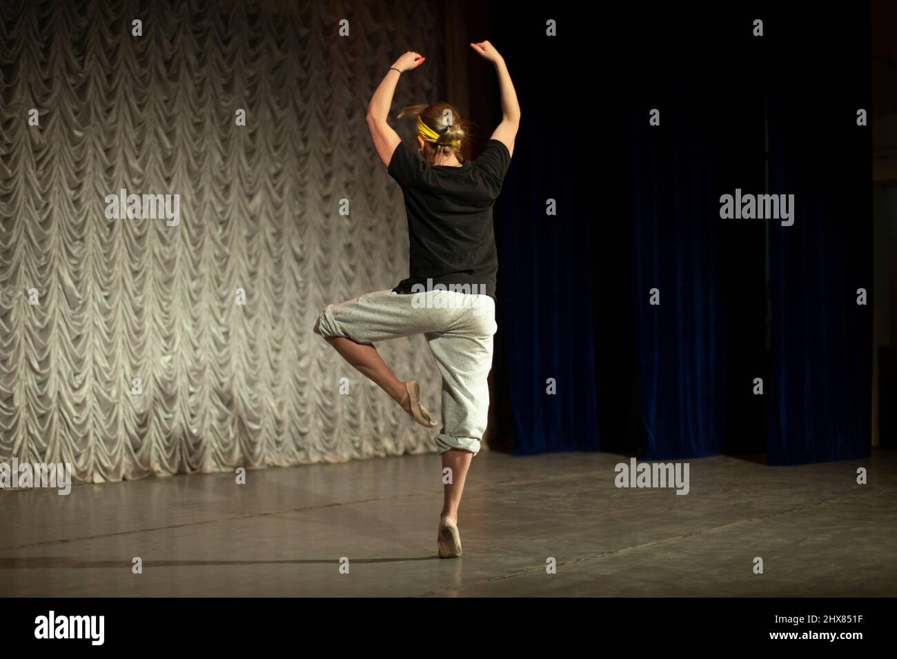 Dancer on stage. Ballet teacher. Expression of emotions in motion ...